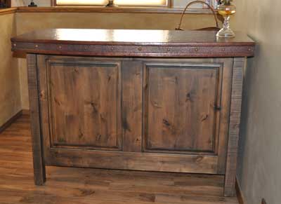 Rustic copper bar top Hand Crafted by Montana Copper smith